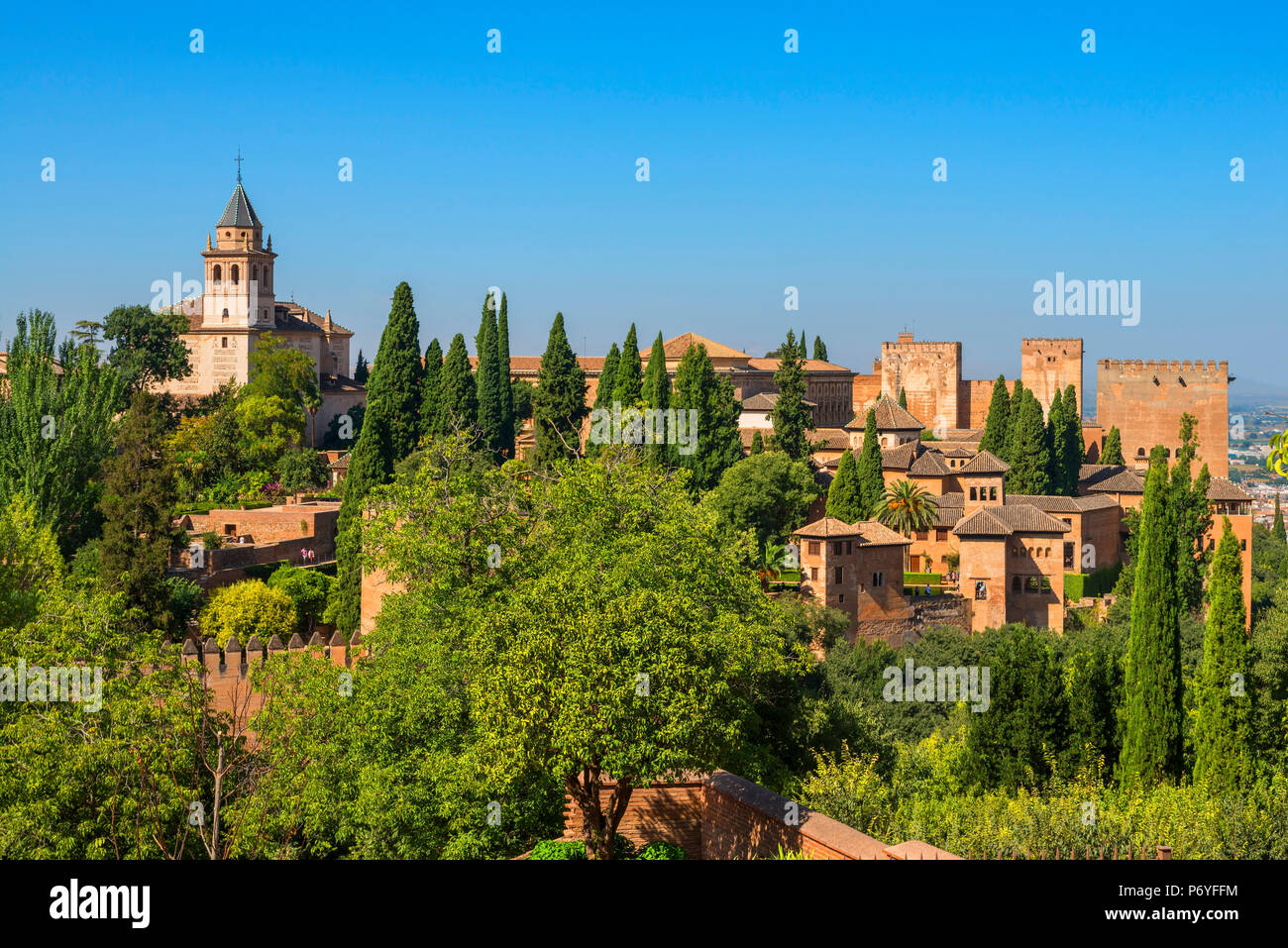 Alhambra from the Generalife gardens, UNESCO World Heritage Site ...