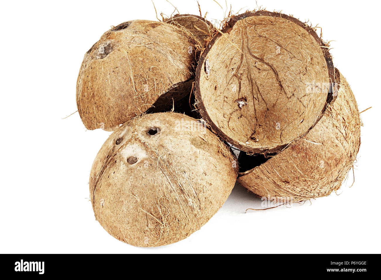 coconut shell on white background isolated. making decorative dishes ...