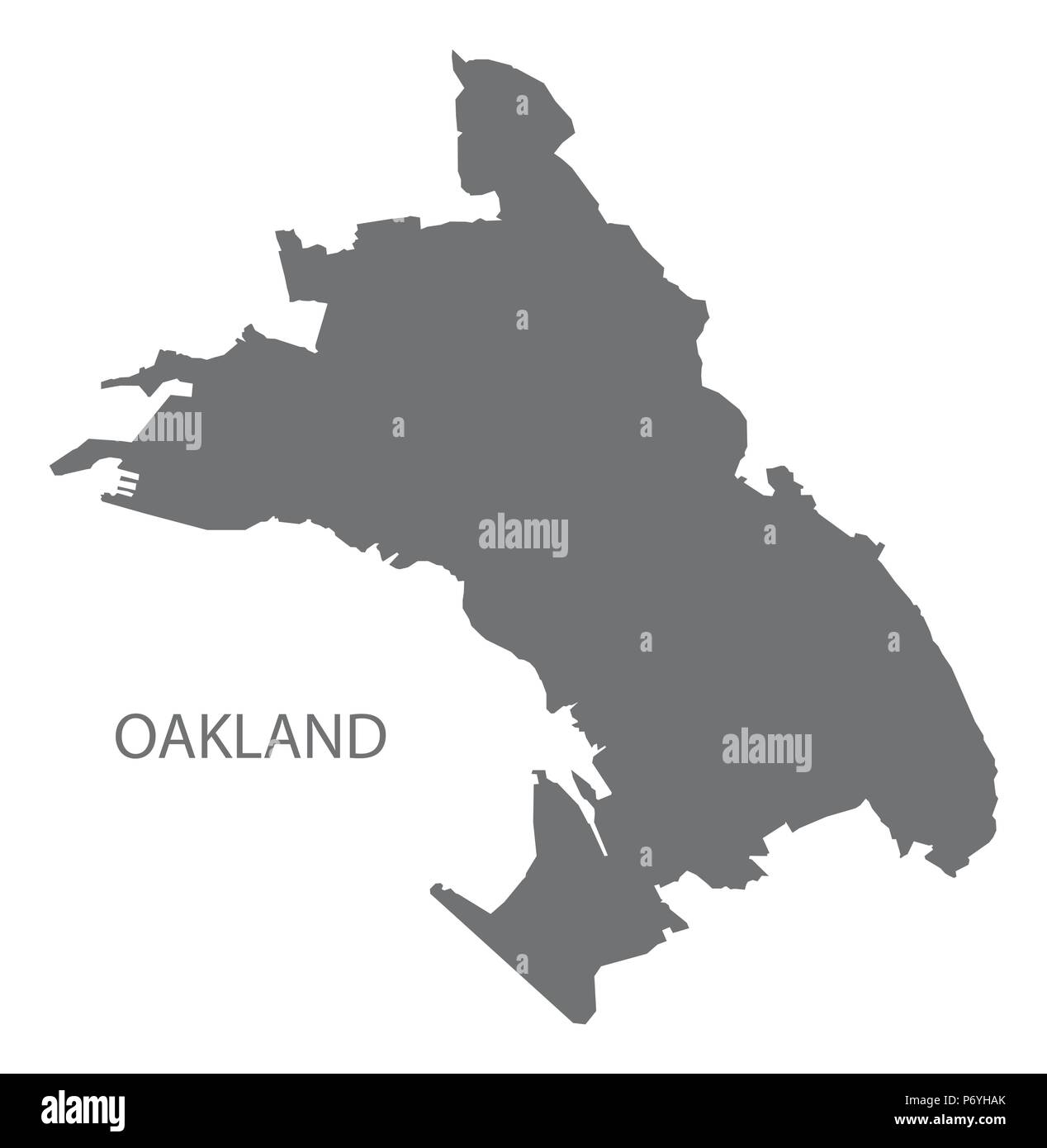 Oakland California city map grey illustration silhouette shape Stock ...