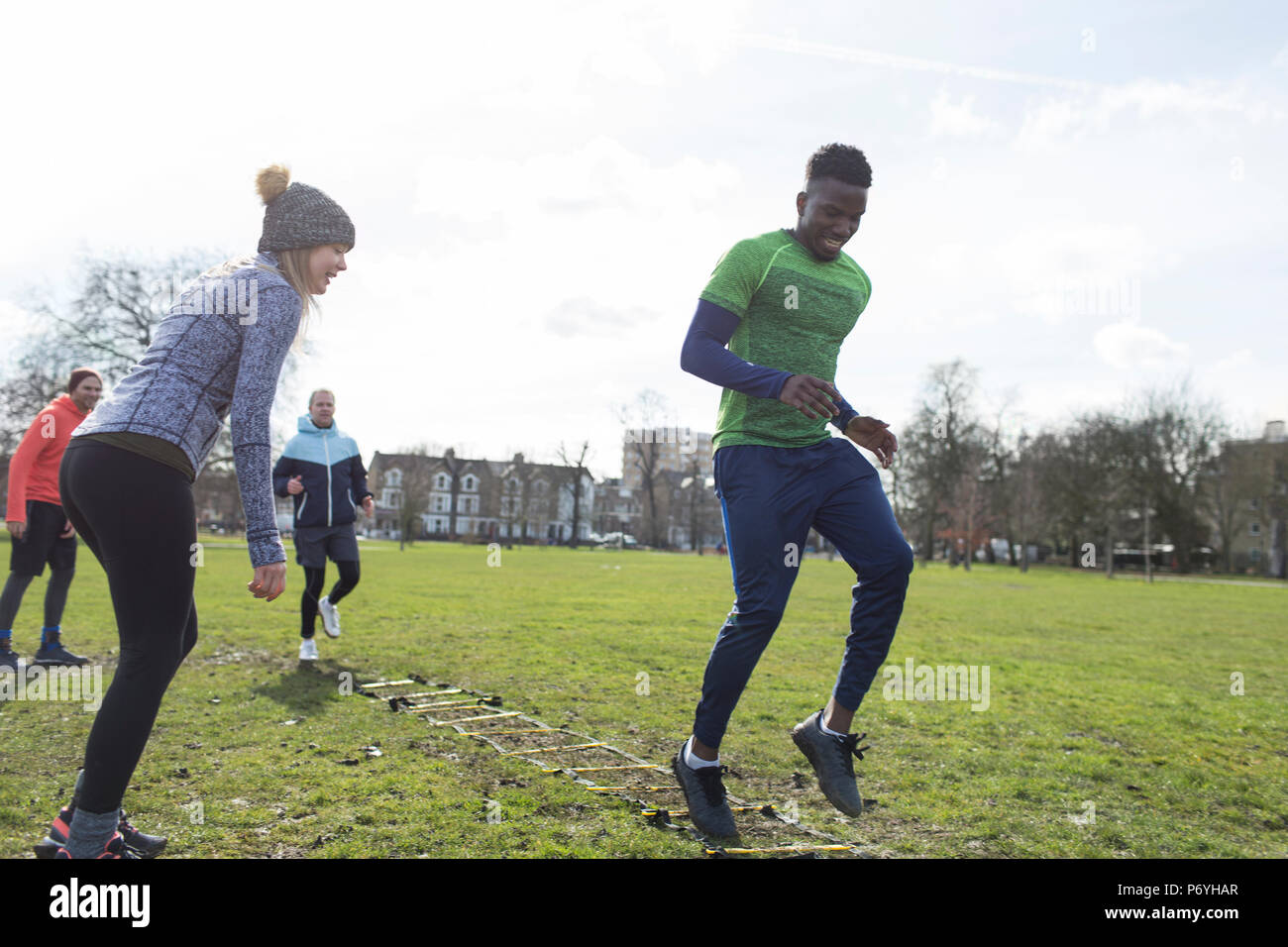 Man ladder exercising hi-res stock photography and images - Alamy