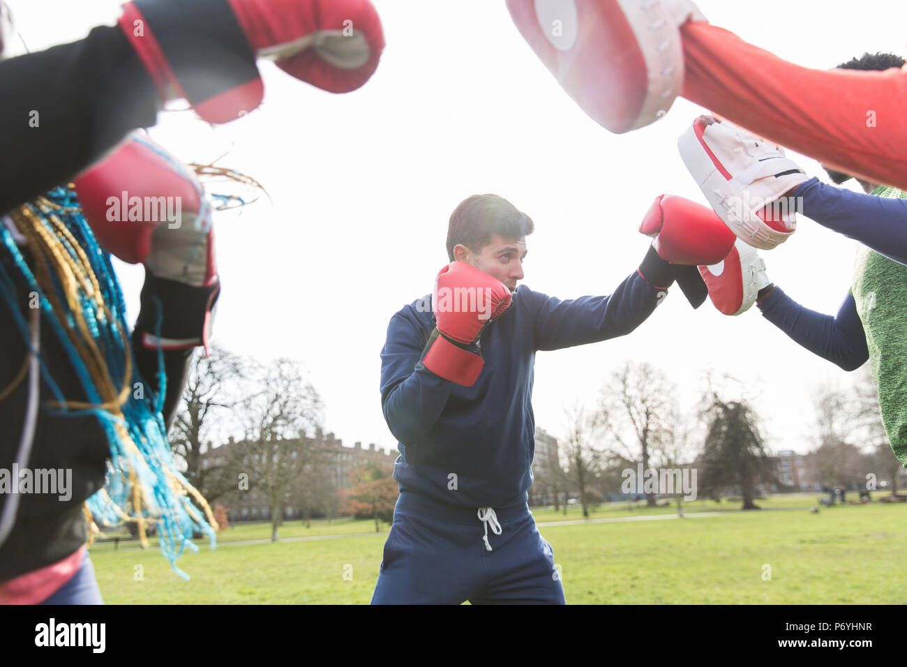 Man boxing in park Stock Photo - Alamy