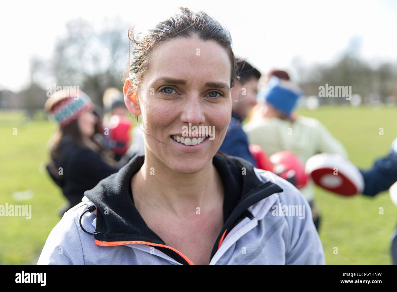 Woman portrait exercise blue hi-res stock photography and images - Alamy