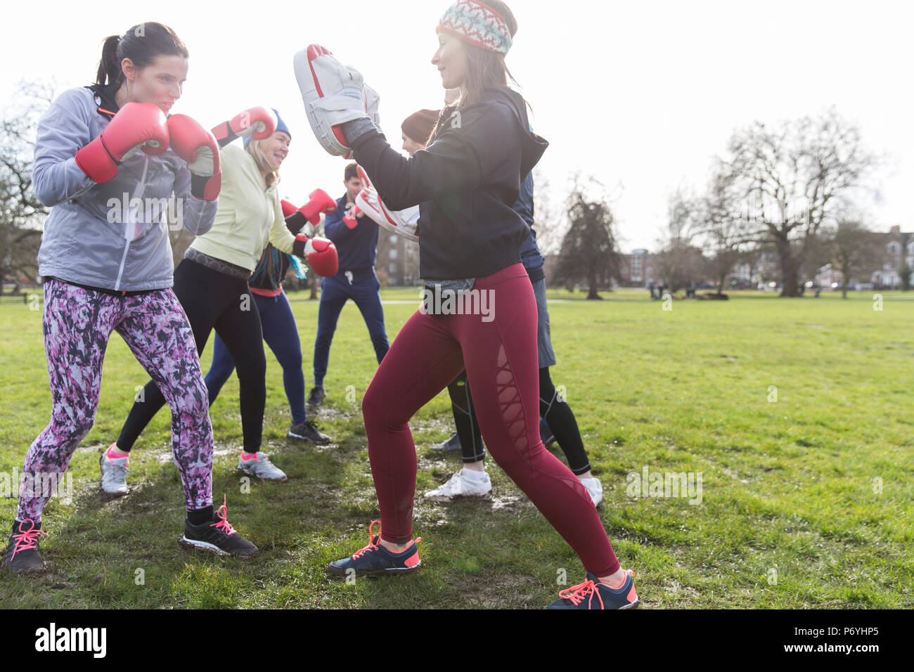 Women boxing in park Stock Photo - Alamy