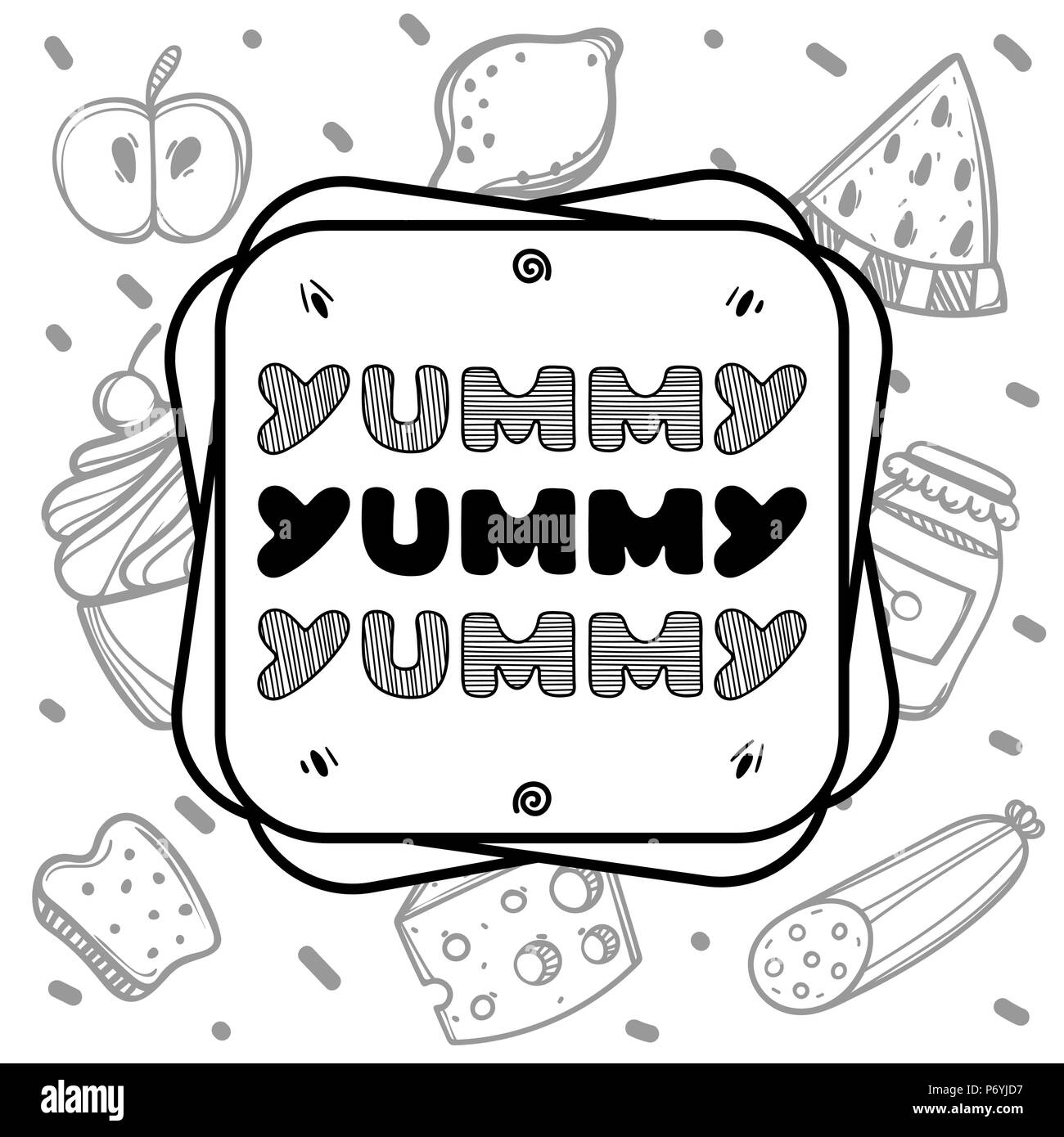 Cute hand drawn poster menu for cafe on food background with yummy ...