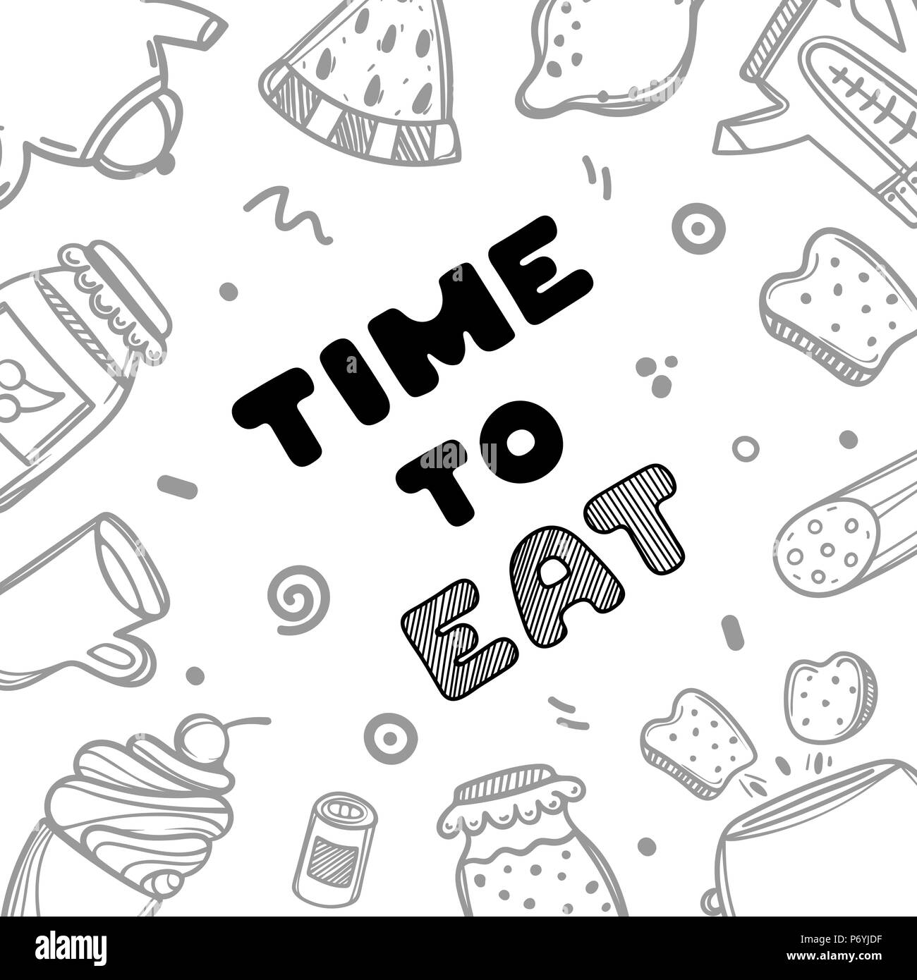 Time to eat. Hand drawn poster card Stock Vector Image & Art - Alamy