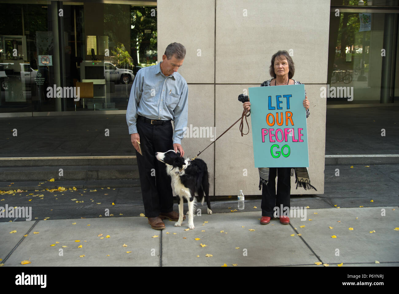 PORTLAND, OREGON OCTOBER 05 2016 Protesters of the trial of the armed ...
