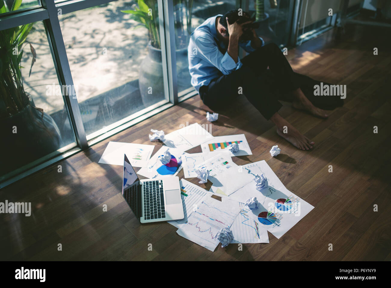 Business asian man stress and sad business failure concept. failure ...