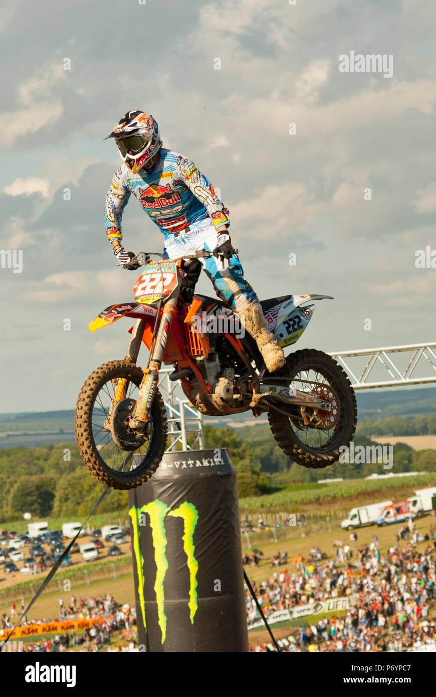 Tony Cairoli, Italian nine times motocross world champion in mid air on ...