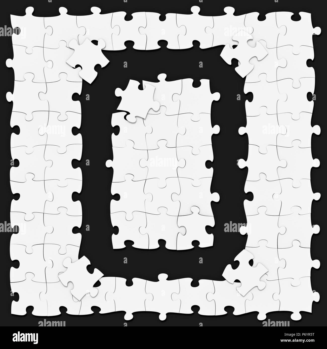 Jigsaw puzzles assembled mathematical digit 0 or zero on dark ...