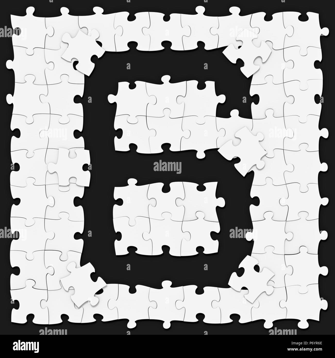 Jigsaw puzzles assembled mathematical digit 6 or six on dark background ...