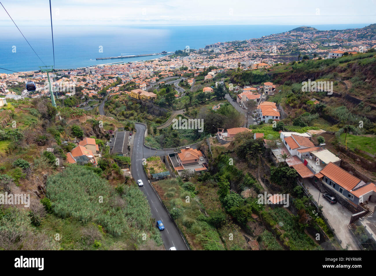 View from the Teleferico Cable Car in Funchal Madeira Stock Photo - Alamy