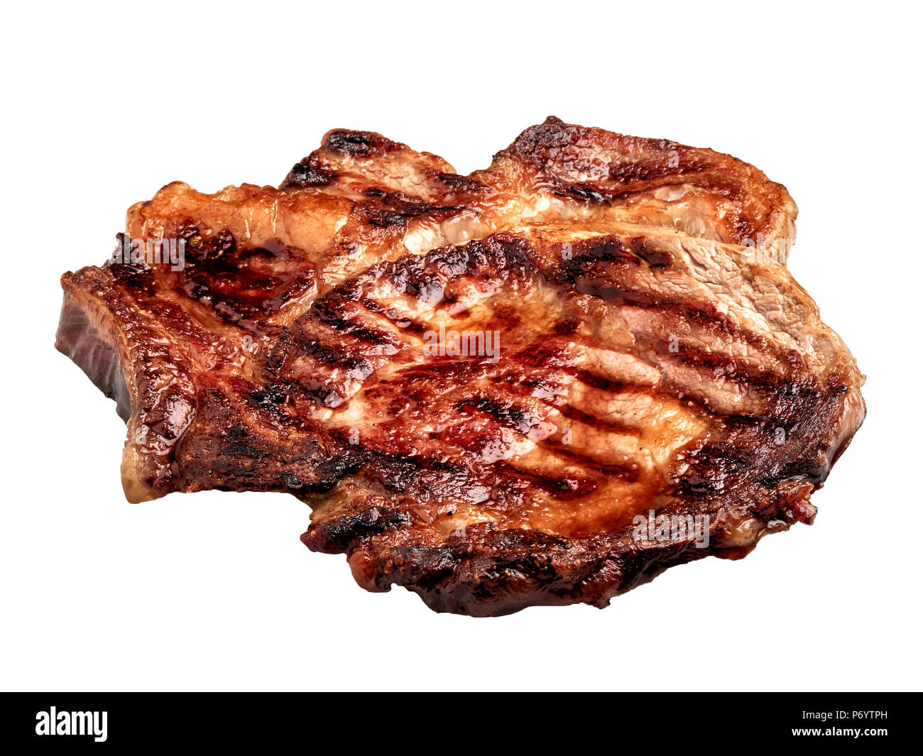 Cooked steak isolated on white Stock Photo - Alamy