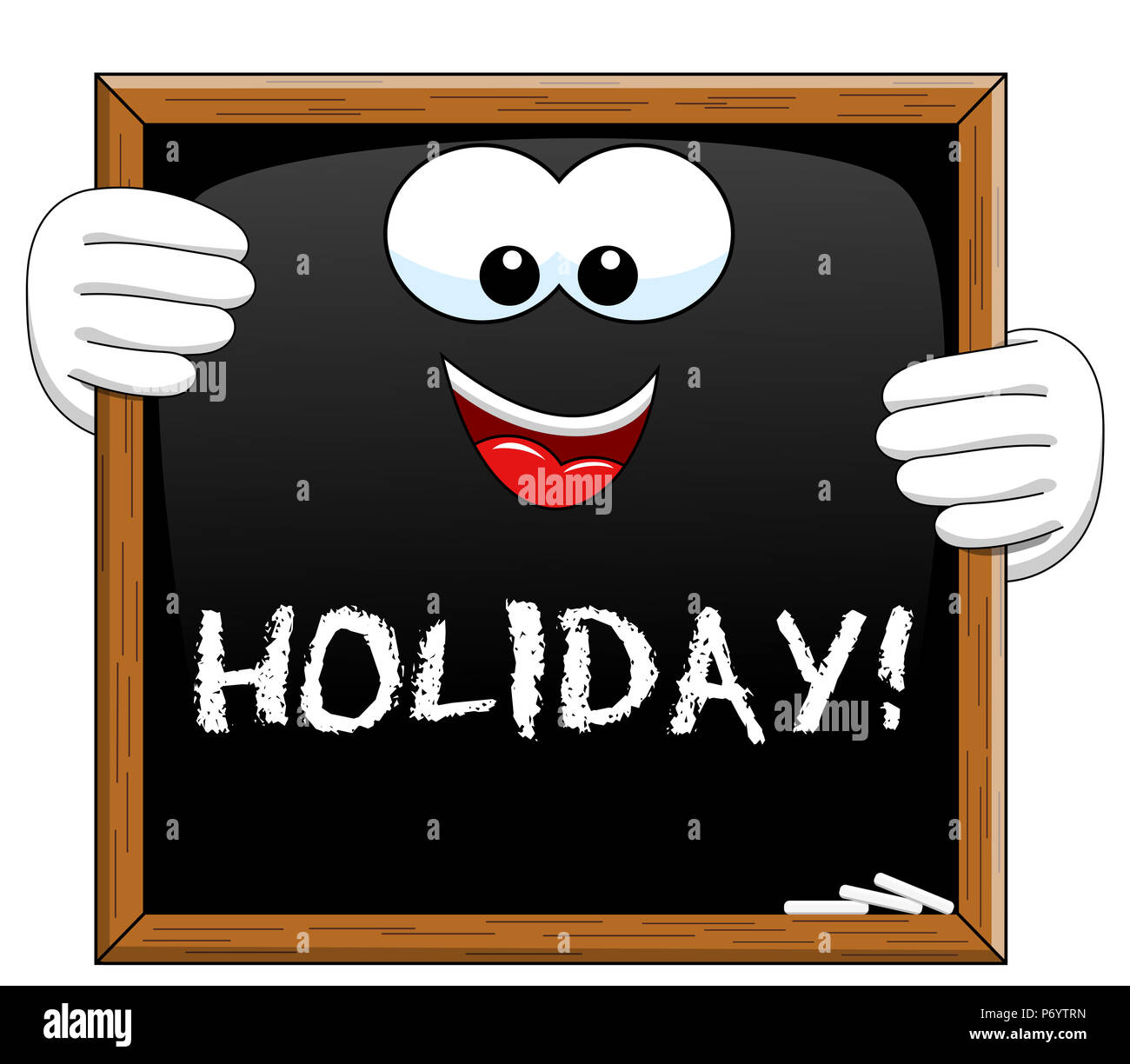 Holiday written on Cartoon Blackboard isolated Stock Photo - Alamy