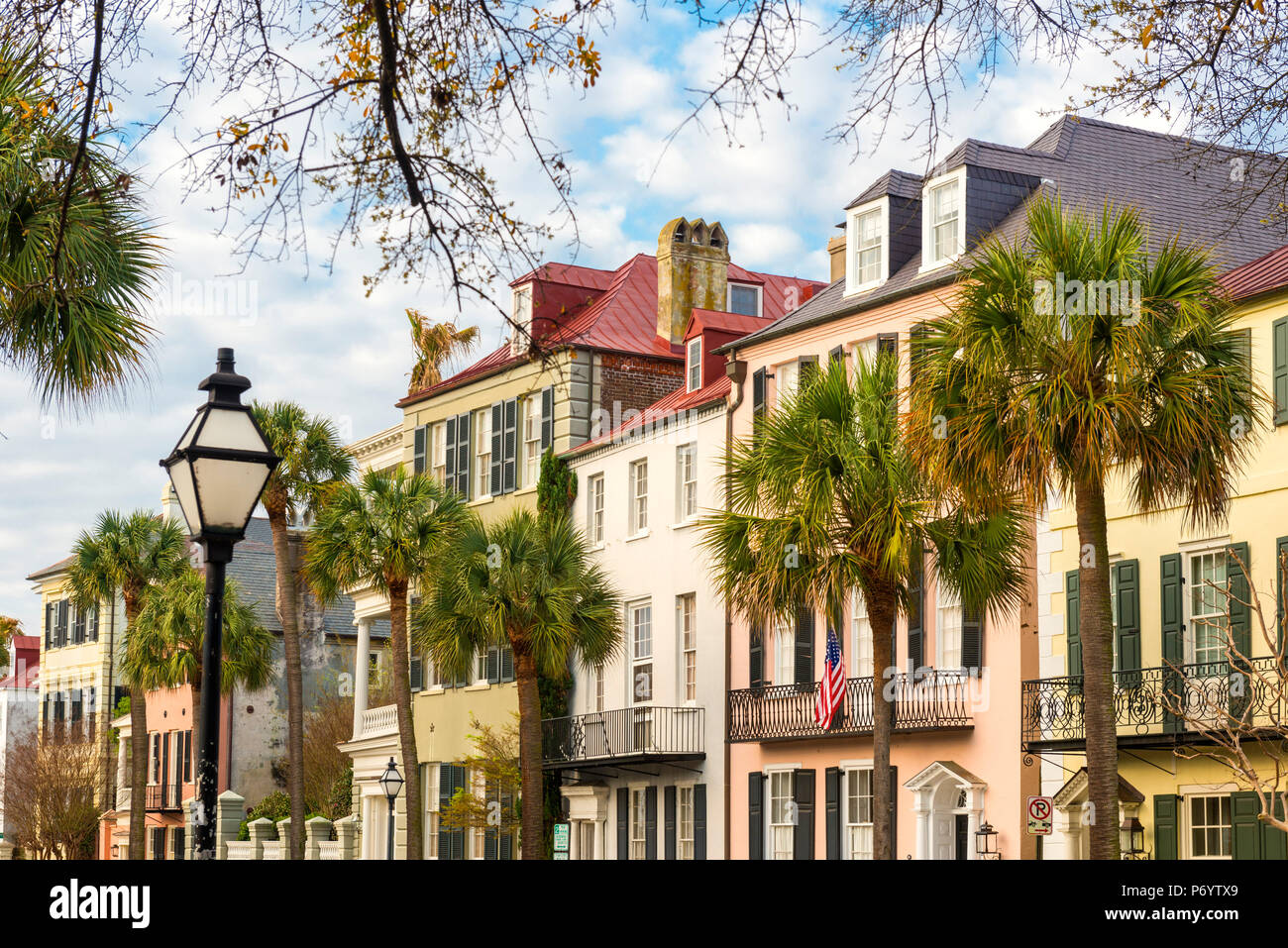 USA, South Carolina, Charleston, Buildings in the historical district ...