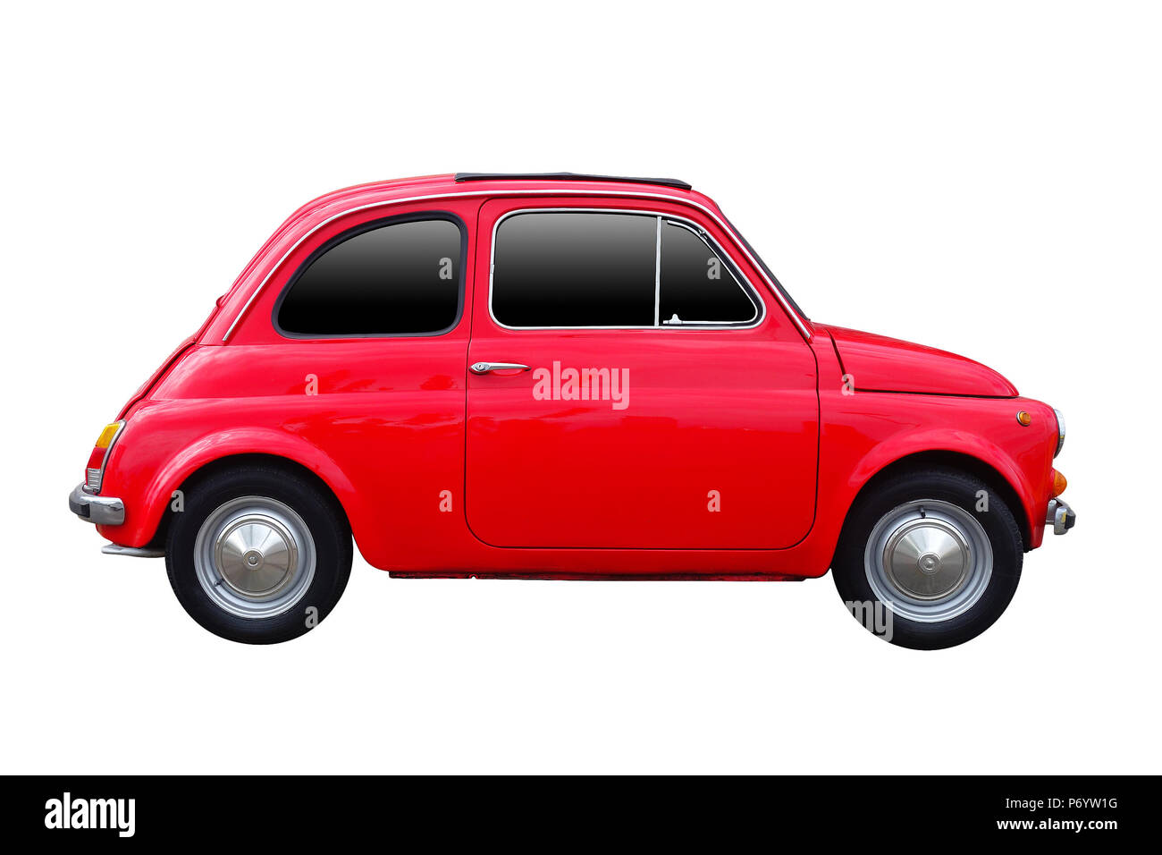Side view of Red Vintage Car Isolated Stock Photo - Alamy
