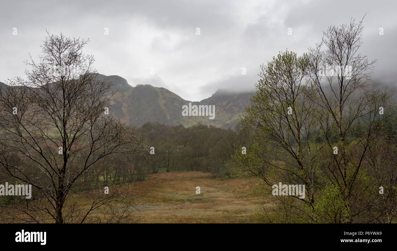 A rainy spring day in the hills around Llyn Crafnant, Trefriw, North ...