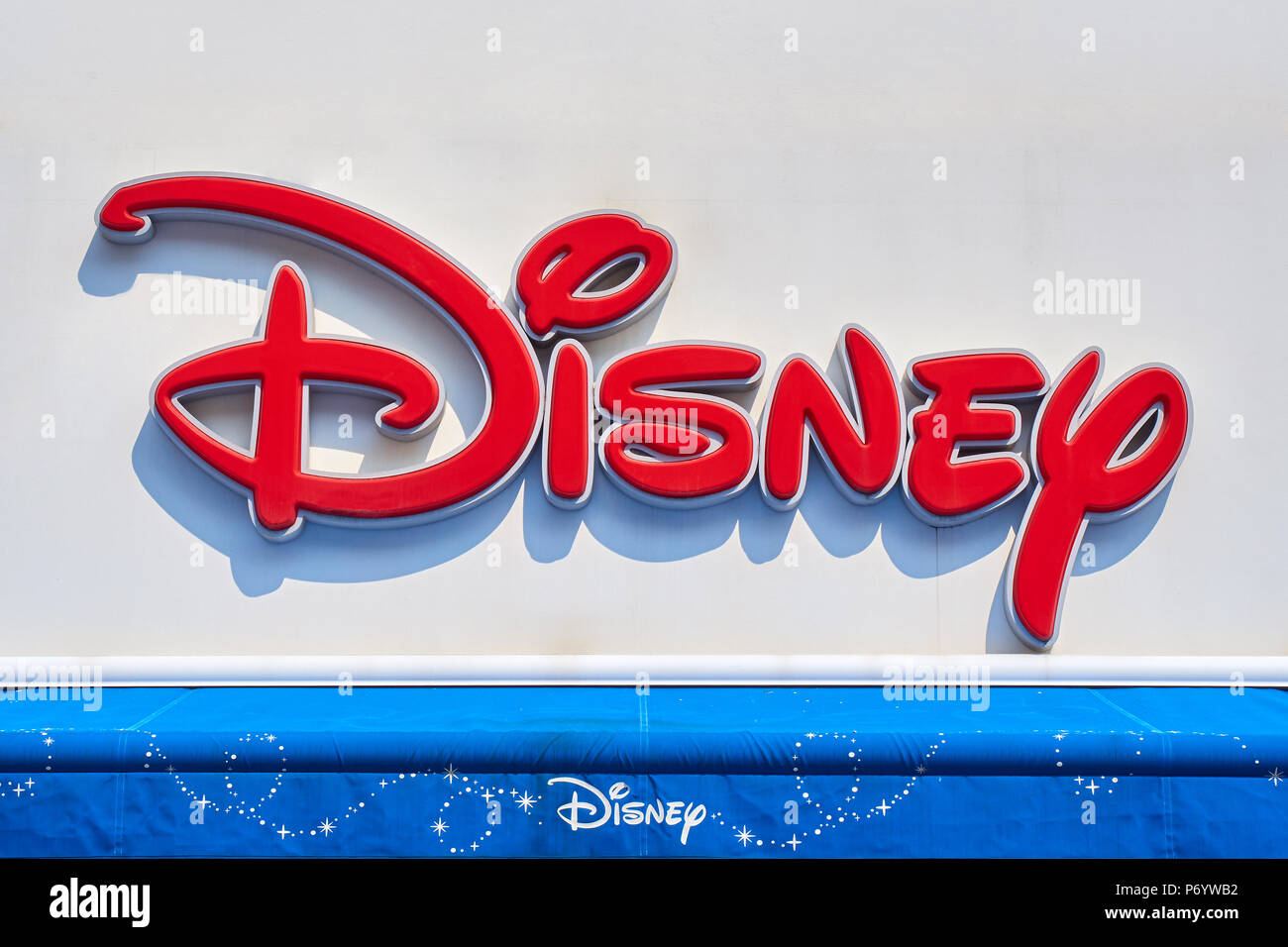 Copenhagen, Denmark - August 2016: Sign of Disney store in downtown ...