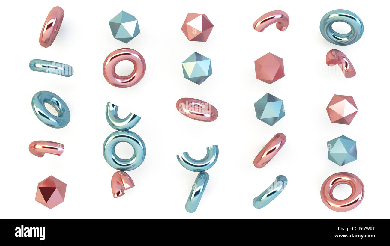 set of 3d rendering geometric primitives isolated Stock Photo - Alamy