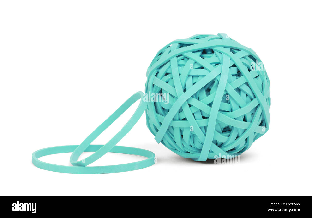 Rubber band ball, isolated on a white background Stock Photo - Alamy