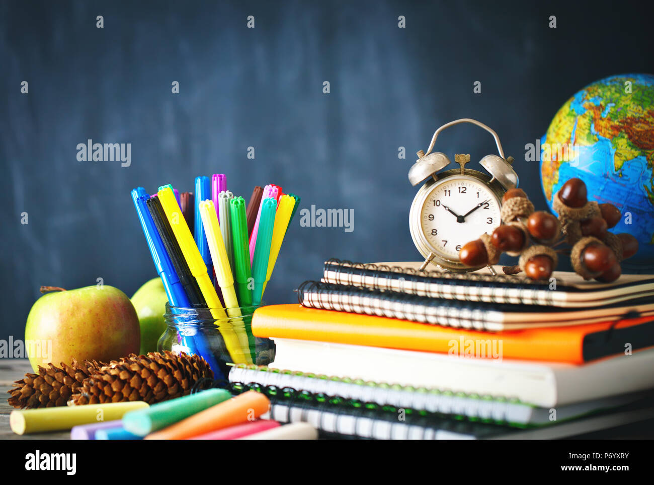 Back to school background with school supplies.View from above Stock ...