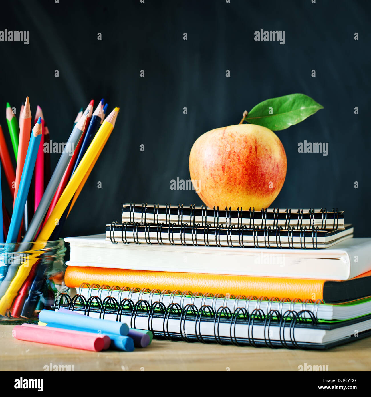 Back to school background with school supplies.View from above Stock ...