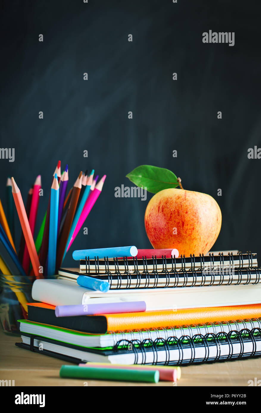 Back to school background with school supplies.View from above Stock ...