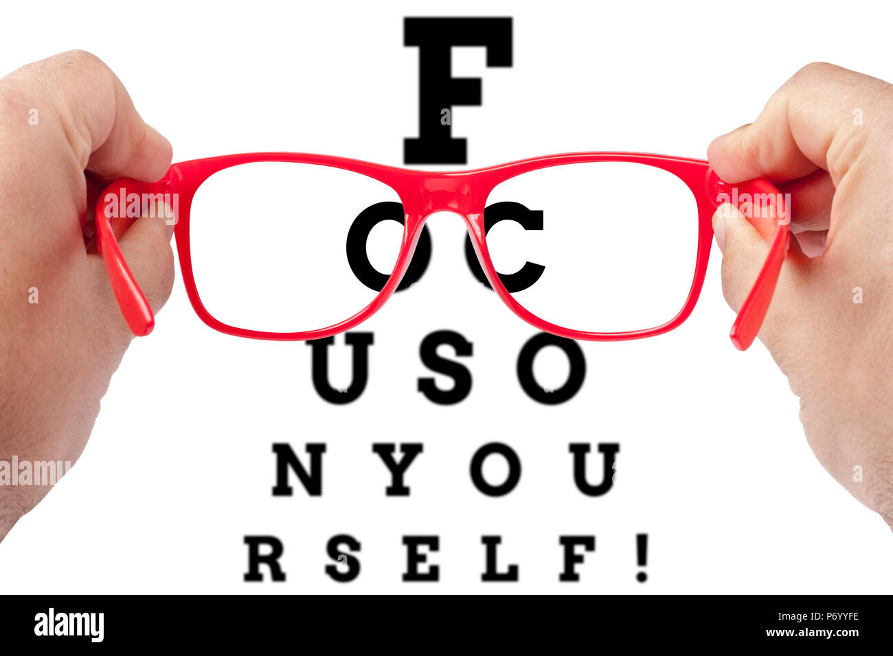 focusing on yourself arranged as eye chart test Stock Photo - Alamy