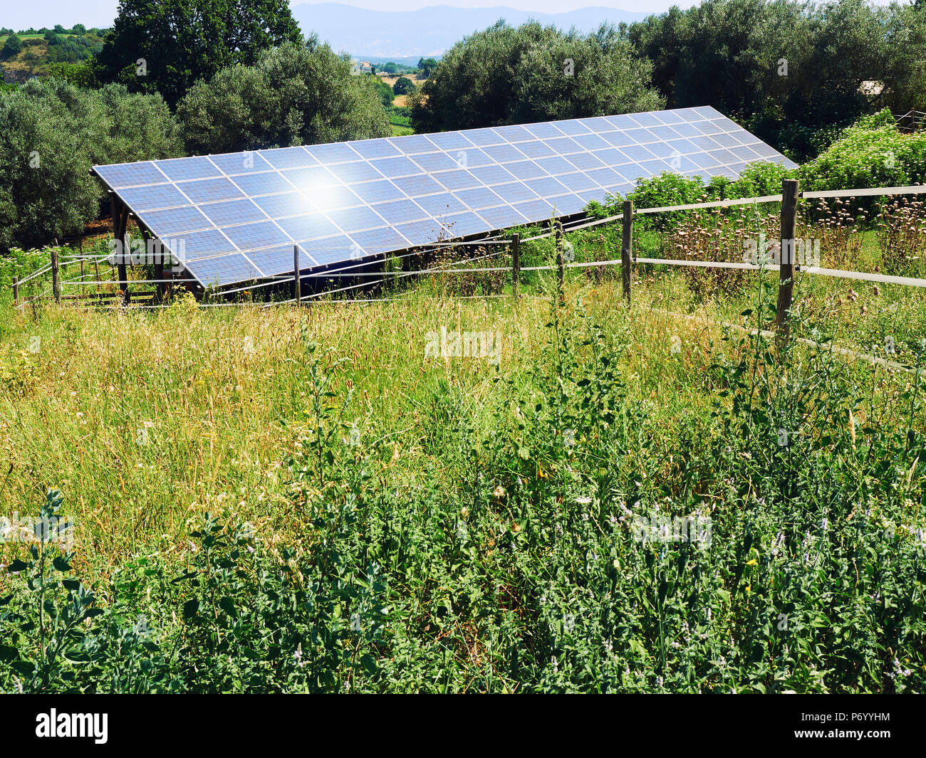 Solar Panel in the meadow Stock Photo - Alamy