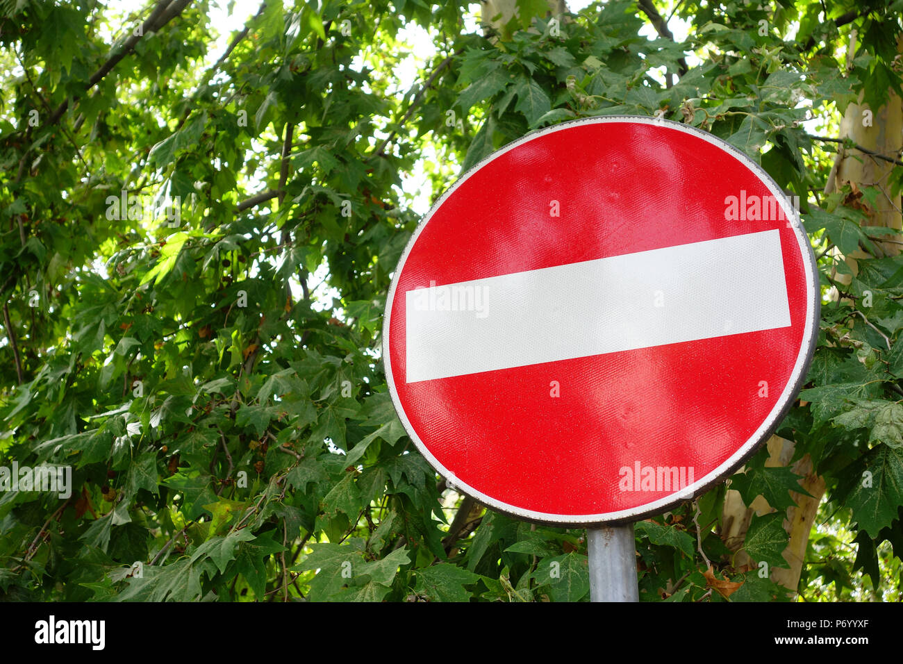 Forbidden access roadsign Stock Photo - Alamy