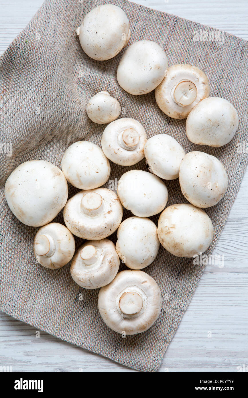 Top view, champignon mushrooms. View from above, overhead Stock Photo ...