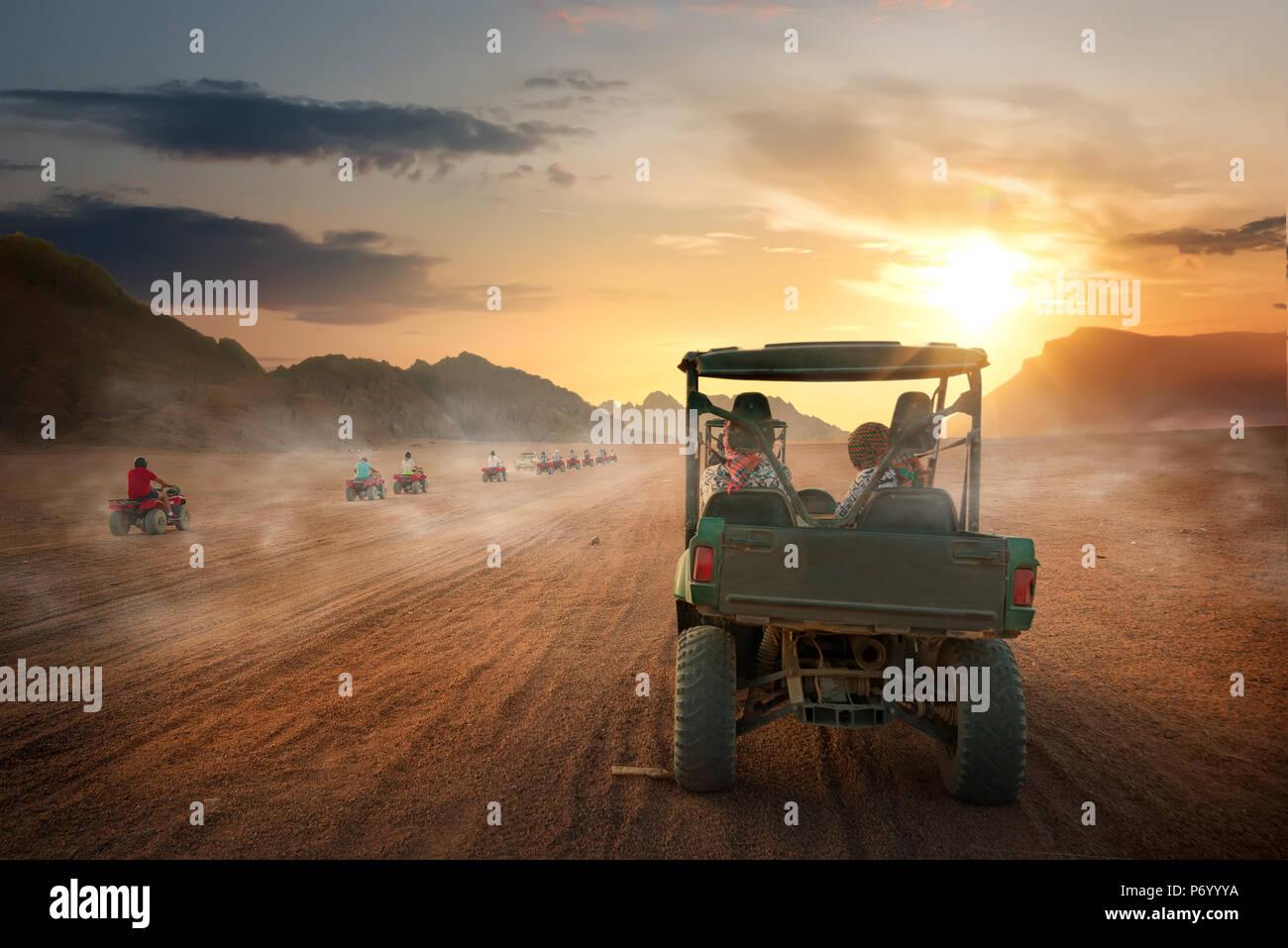 Buggy riding in egyptian desert at sunset, Egypt Stock Photo - Alamy