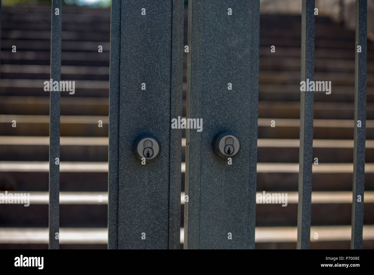 Locked gates at the Conference Center roof Stock Photo - Alamy