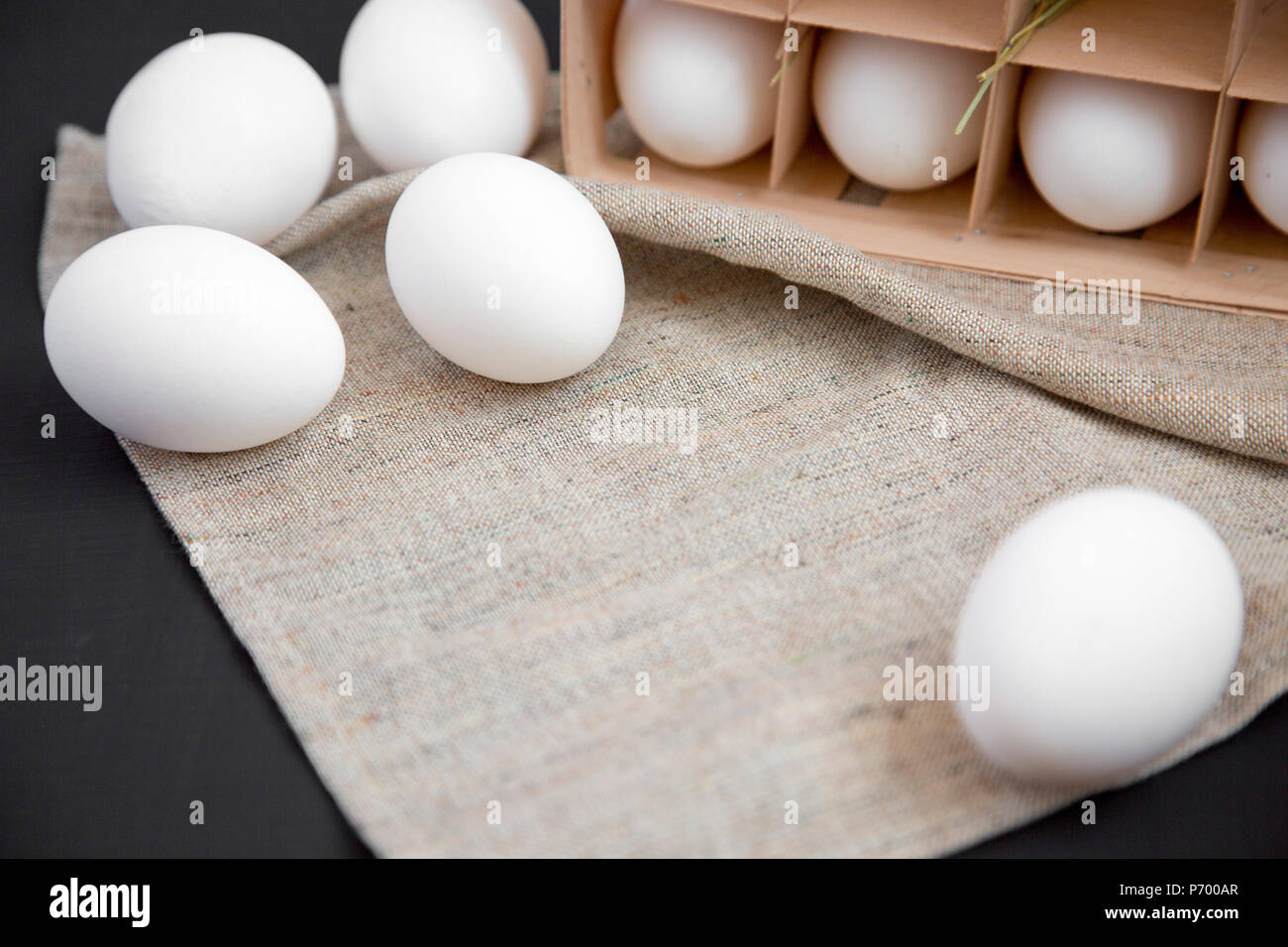 Chicken eggs, closeup. Side view Stock Photo - Alamy