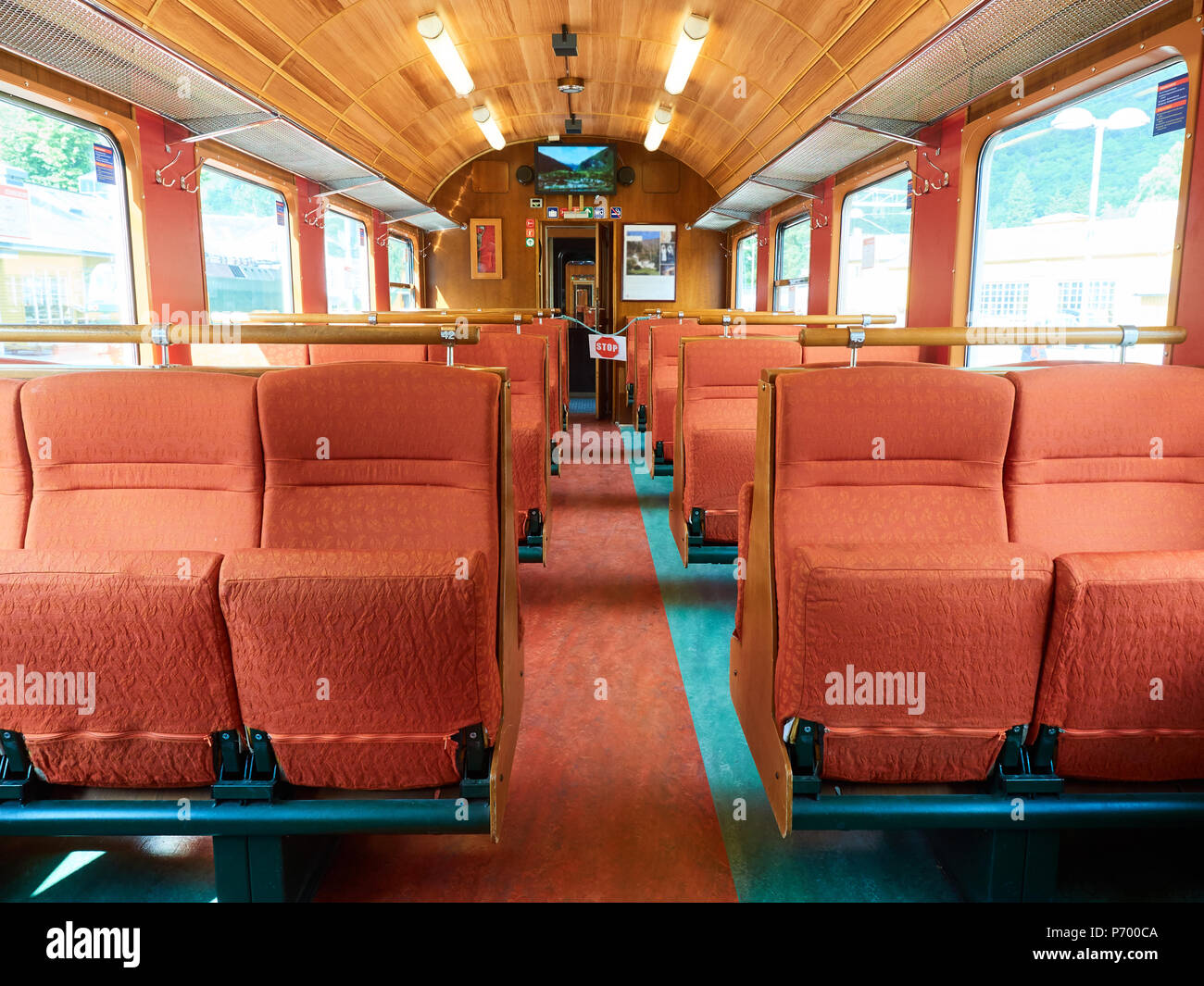 Interior shot of empty railway car or wagon train Stock Photo - Alamy
