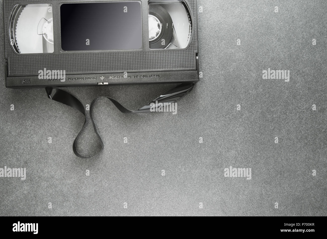 VHS compact magnetic tape analog recording cassette - top view Stock ...