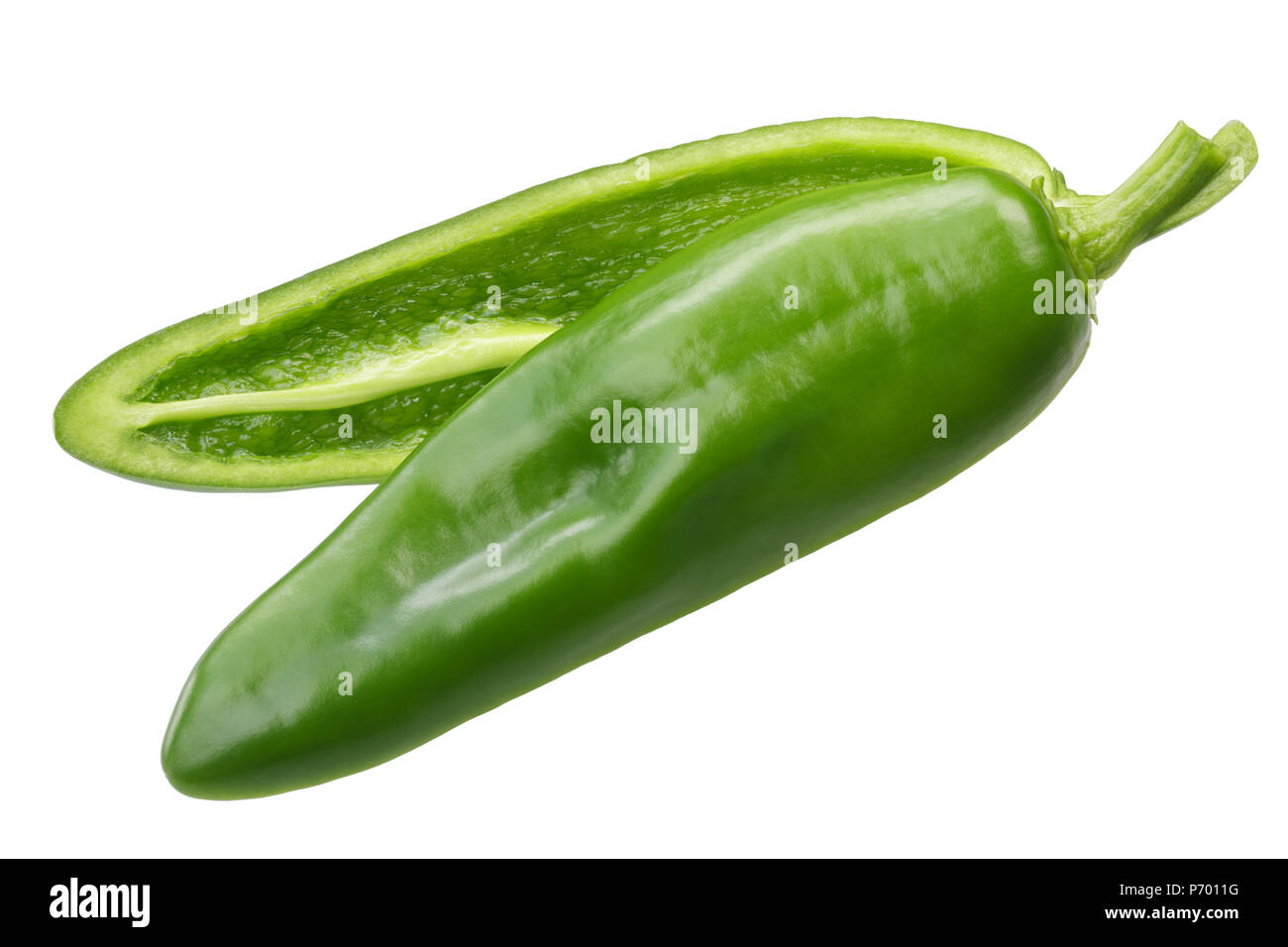 Anaheim chile pepper, green split pod (Capsicum annuum fruit Stock ...