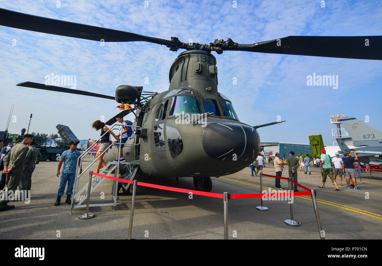 Singapore - Feb 10, 2018. A Boeing CH-47 Chinook helicopter of ...