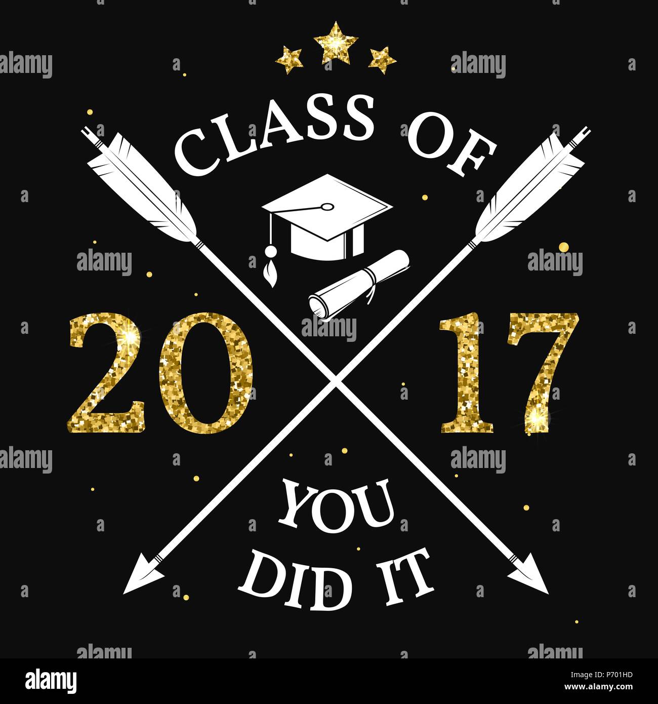 Vector Class of 2017 badge. Concept for shirt, print, seal, overlay or ...