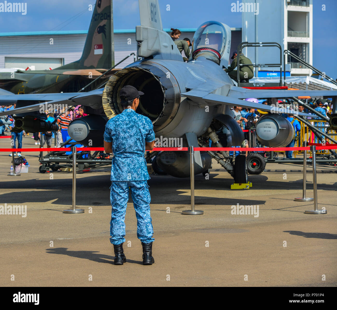 Singapore - Feb 10, 2018. A Singapore Air Force (RSAF) soldier with ...
