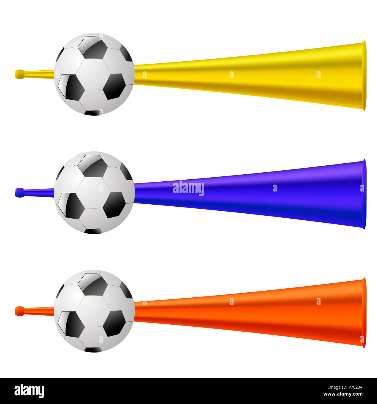 Colored Trumpets for Football Fun. Musical Vuvuzela Stock Photo - Alamy