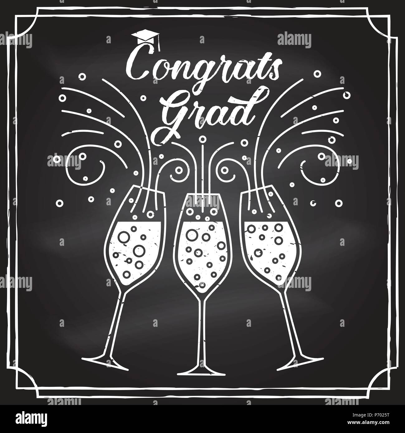 Vector congratulations graduates Class of 2017 badge on the chalkboard ...