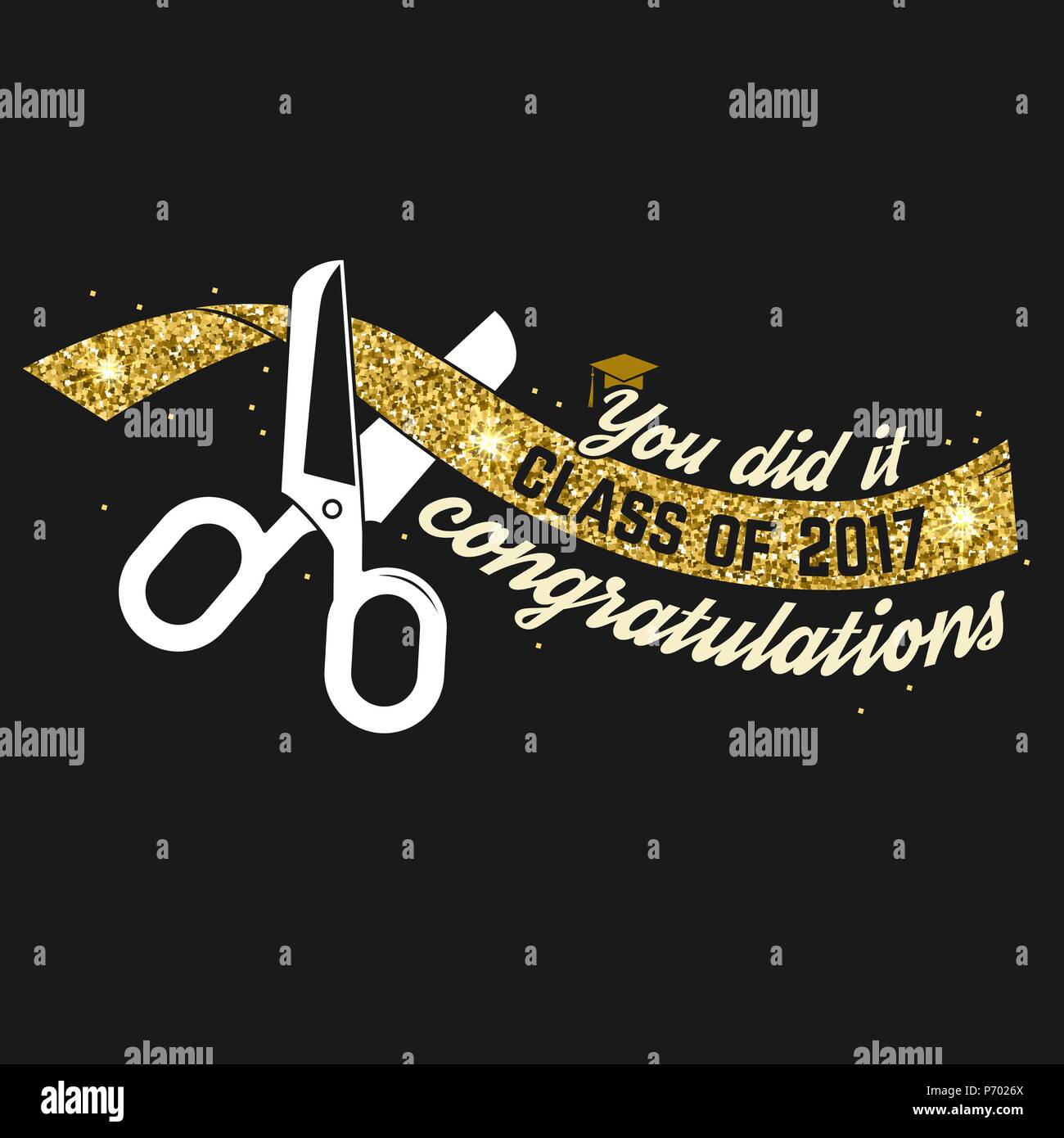 Vector Class of 2017 badge. Concept for shirt, print, seal, overlay or ...