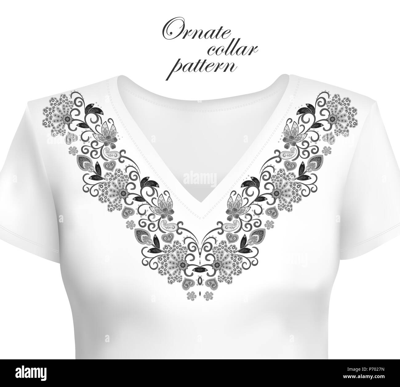 Collar floral Black and White Stock Photos & Images - Alamy