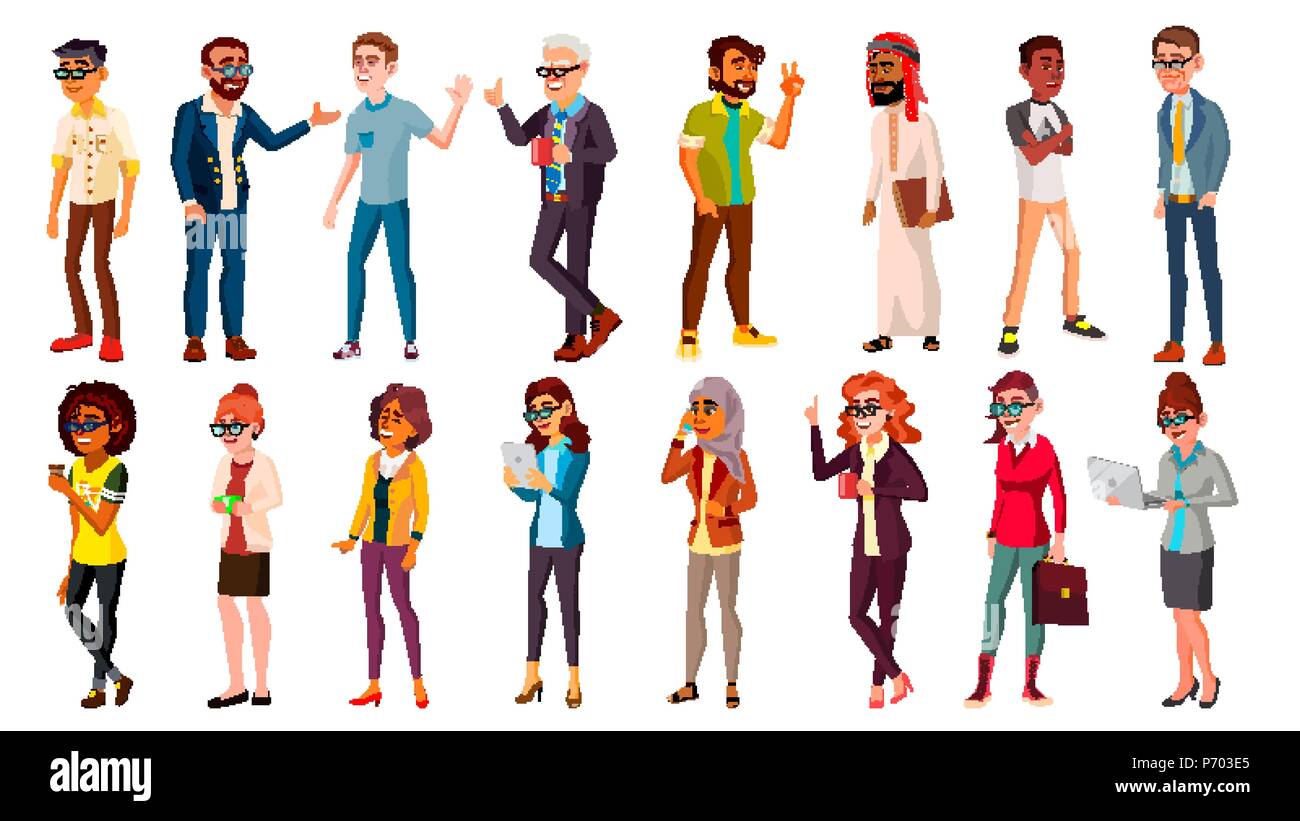Multinational People Set Vector. Crowd Of People. Men, Women. Business ...