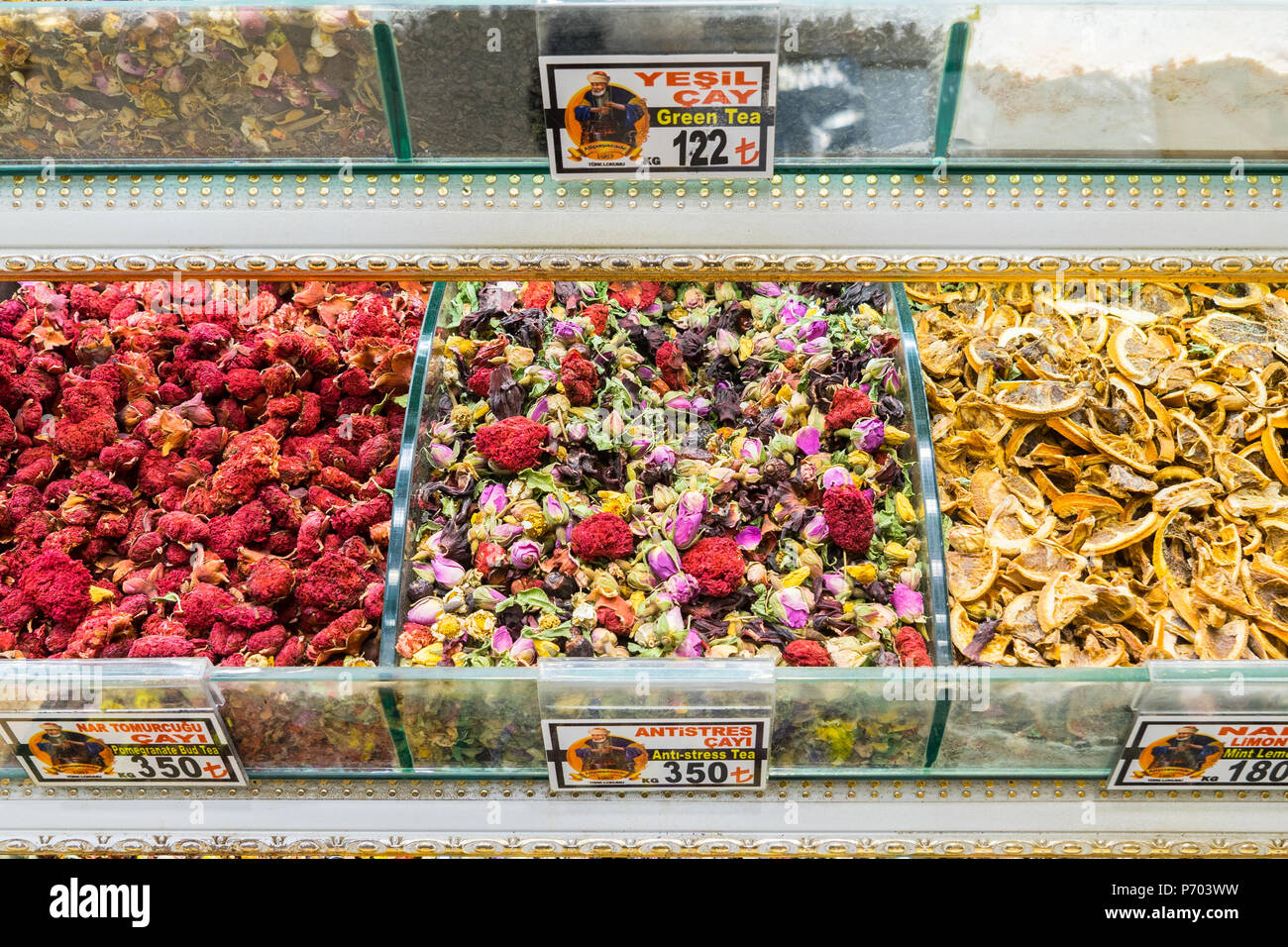 Lokum (Turkish delight) and many kinds of spice and fragrant ...