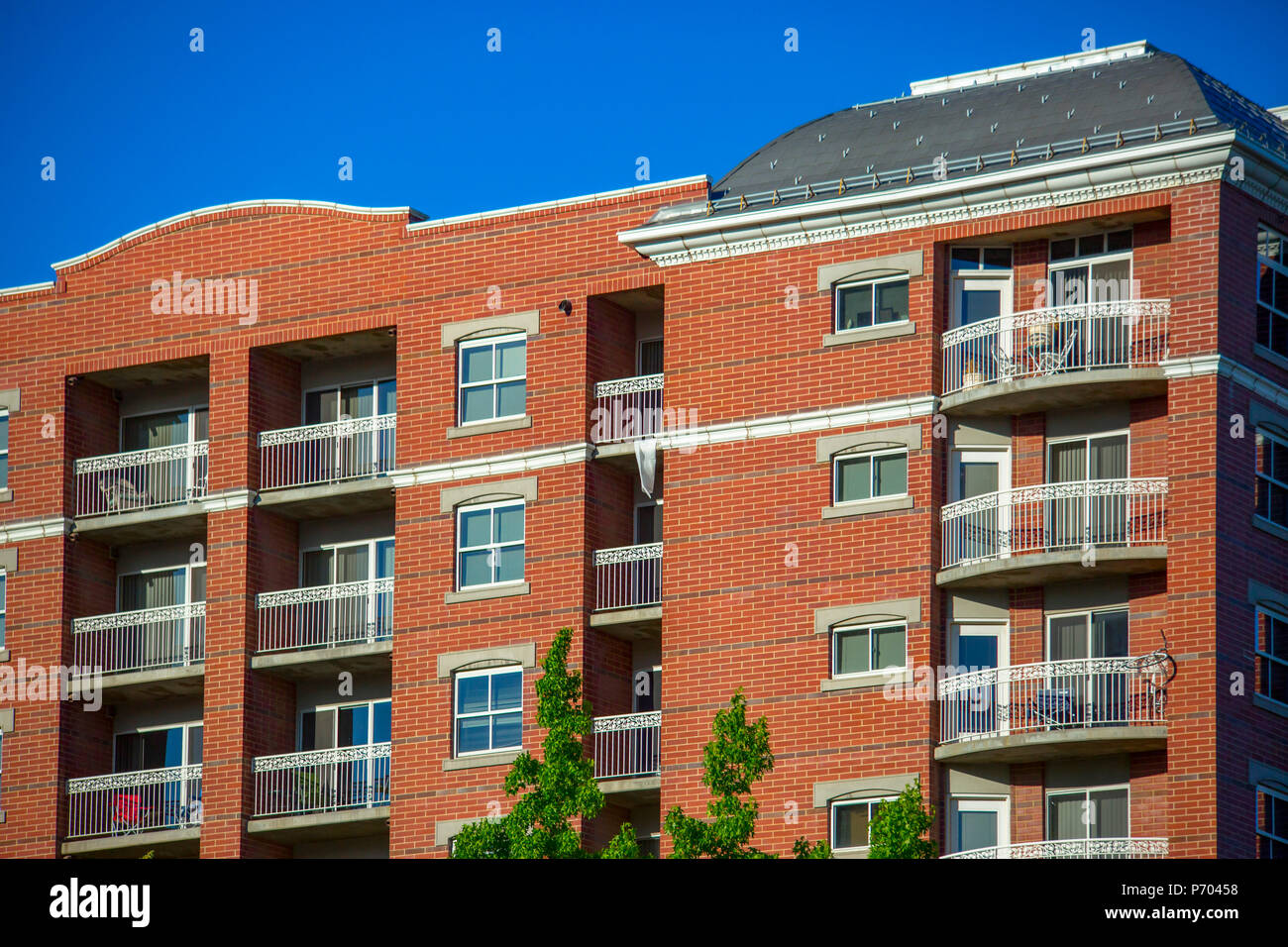 Residential brick building downtown Stock Photo - Alamy