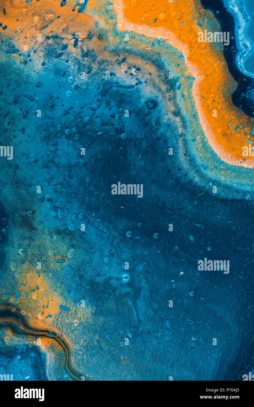 abstract texture with blue and orange oil paint Stock Photo - Alamy