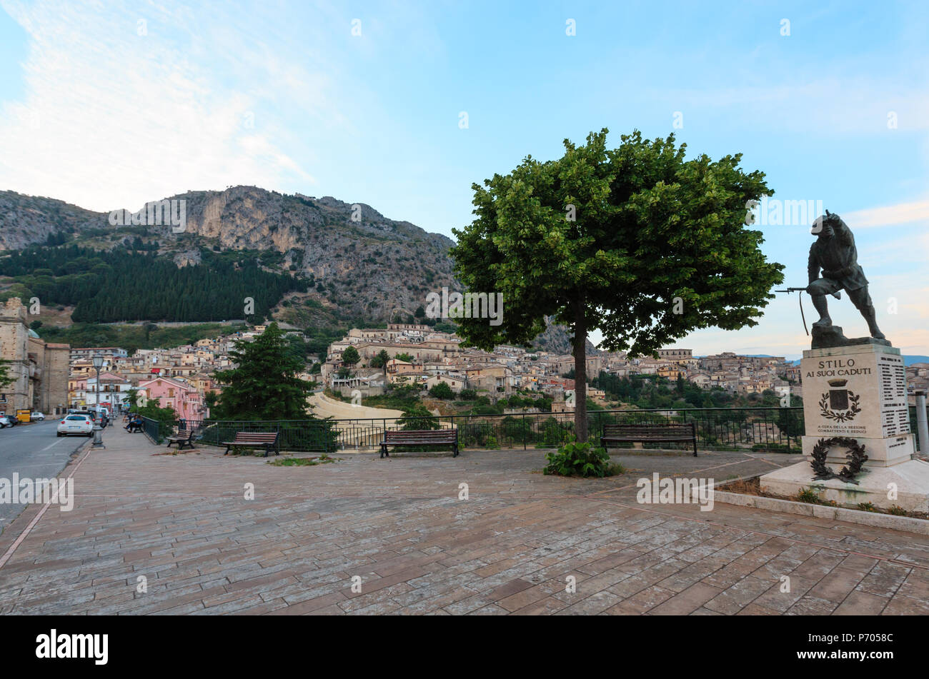 STILO, ITALY - JUNE 10, 2017: Evening twilight old medieval Stilo famos ...