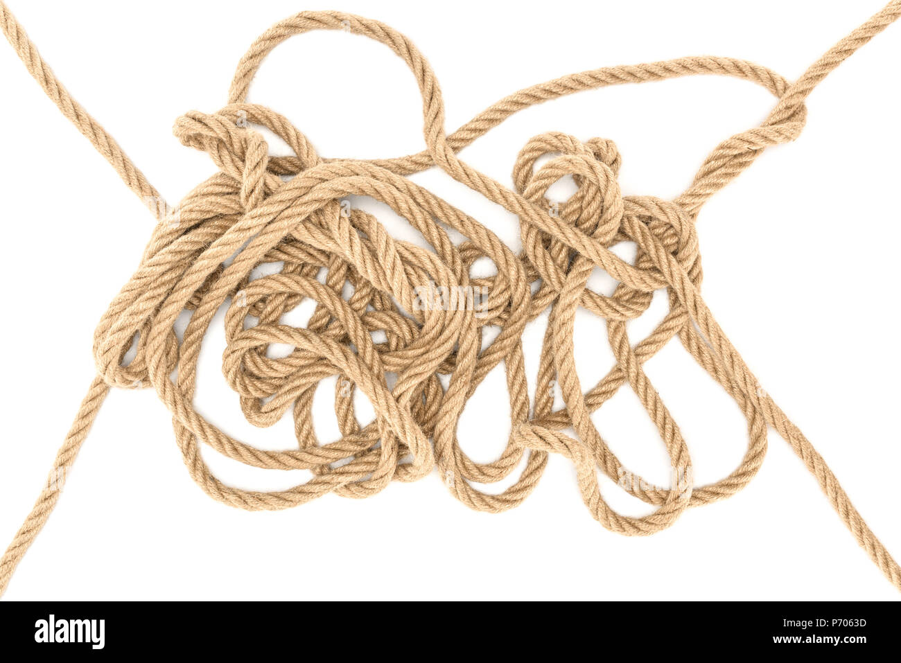top view of brown marine ropes isolated on white Stock Photo - Alamy