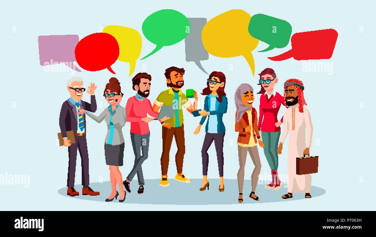 People Group Chat Vector. Communication Bubble. Teamwork. Office ...